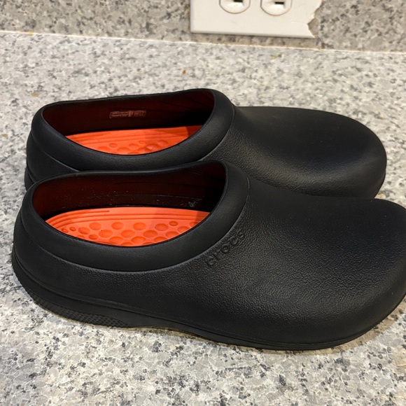CROCS | Shoes | Crocs On The Clock Lite Ride Work Slipon Black Clogs Sz ...